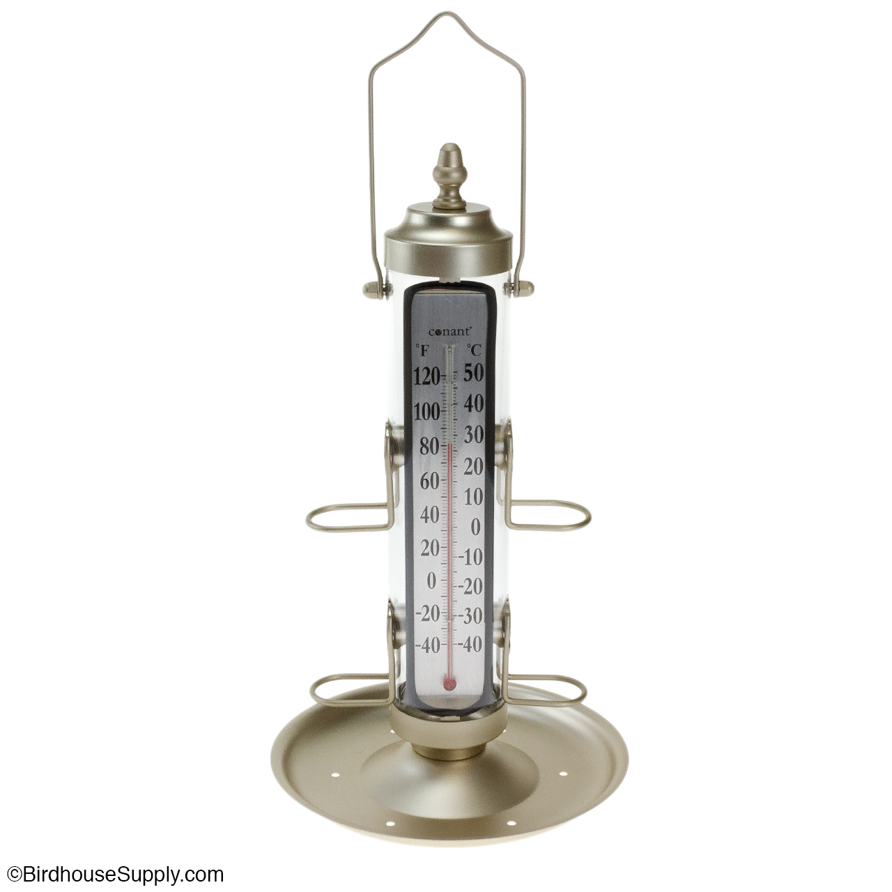 Conant Custom Brass Satin Bird Feeder Thermometer